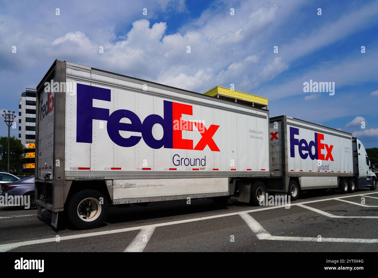 NEW YORK, NY -5 SEP 2022- View of a Fedex Ground delivery truck on the ...