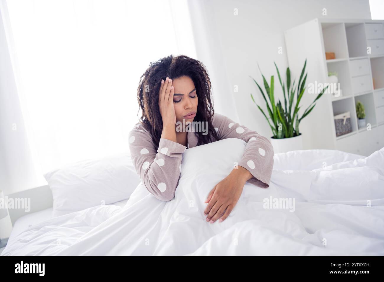 Sad black woman waking up hi-res stock photography and images - Alamy