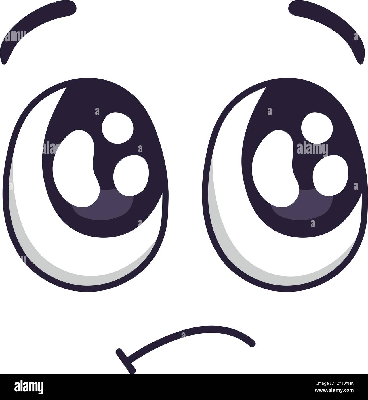 Cartoon Face Expressing Disappointment Featuring Sad Downturned Eyes With Highlights And A