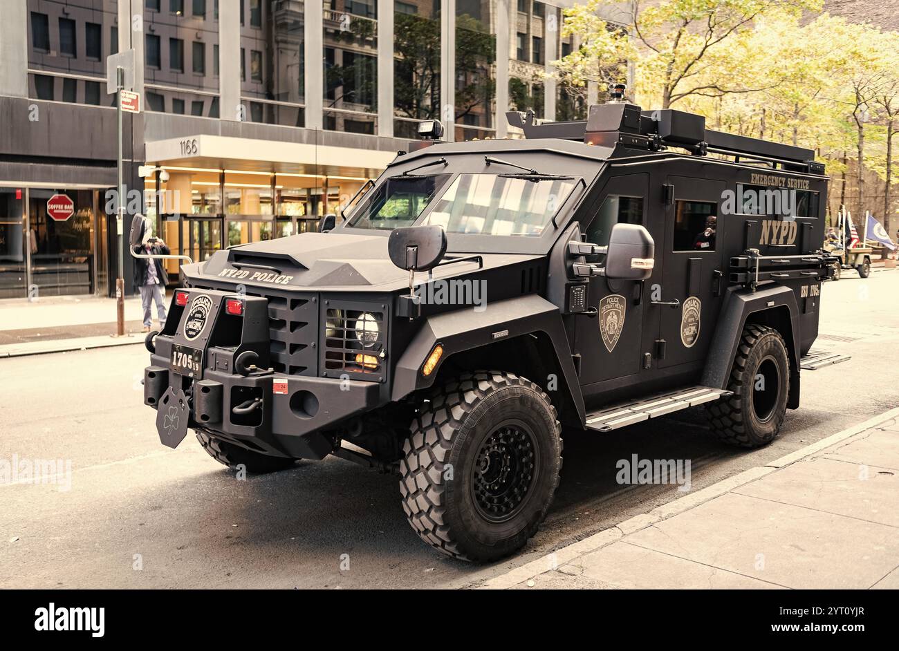 New York City, USA - November 11, 2023: Police emergency rescue vehicle ...