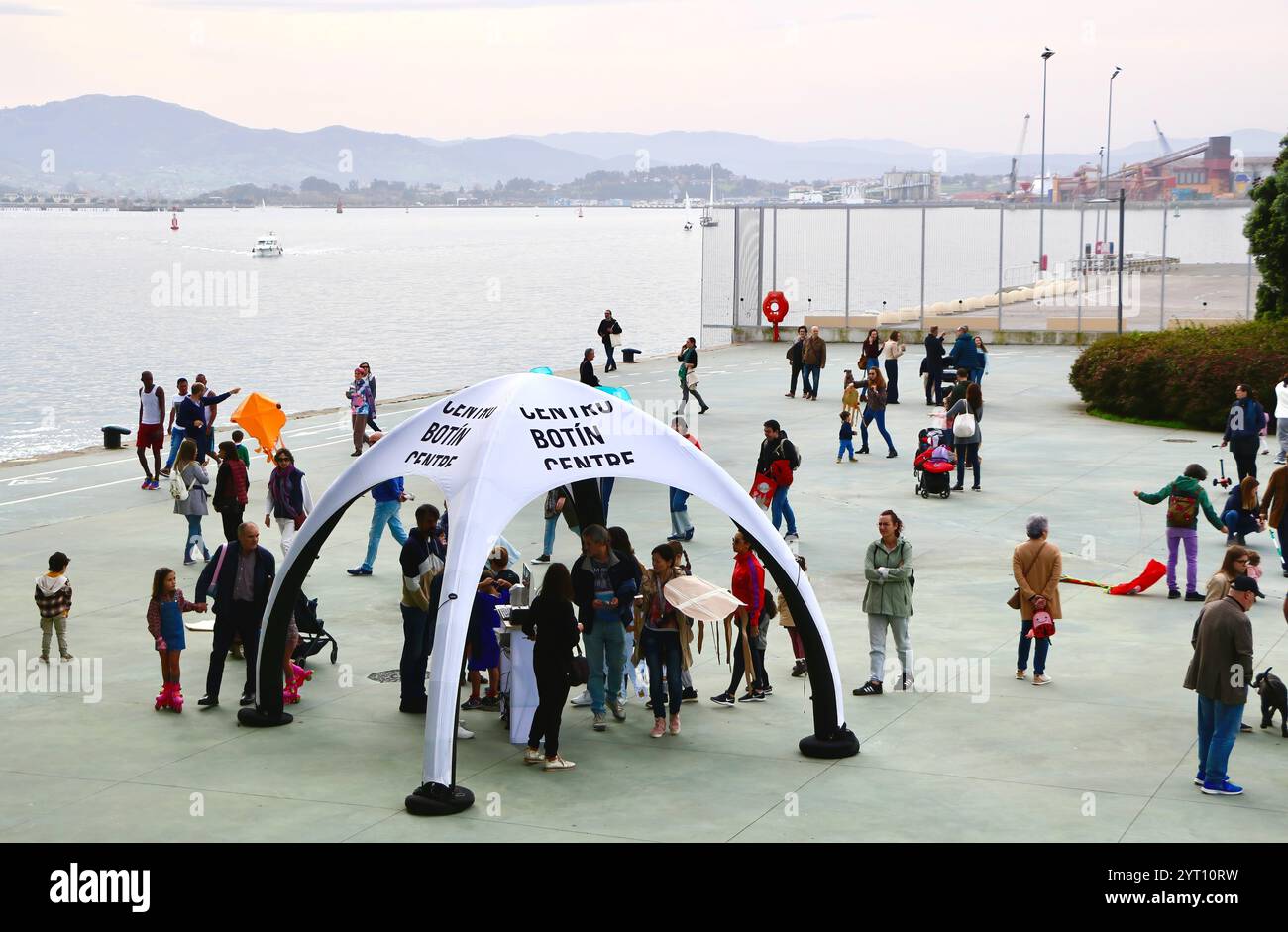Local artist Marta Valledor with octopus themed kites Botin Centre part ...