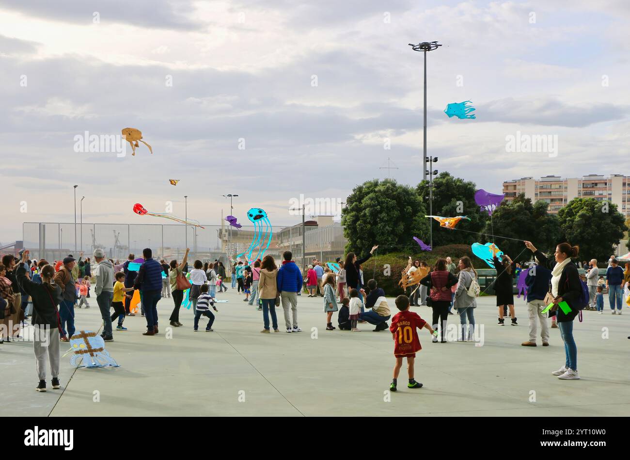 Local artist Marta Valledor with octopus themed kites Botin Centre part ...