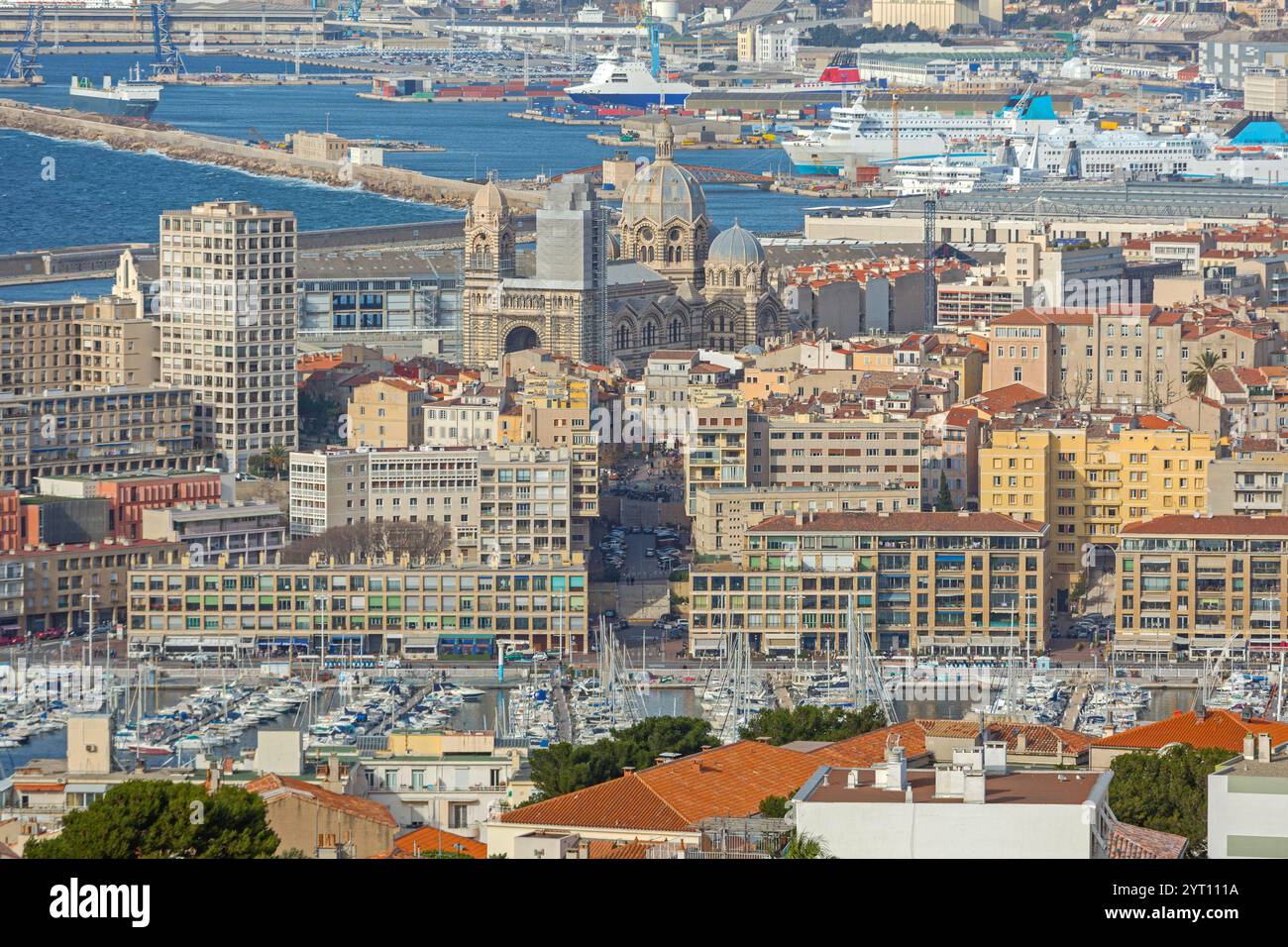 Aerial View of Marina Cathedral Port of Marseille France at Sunny ...