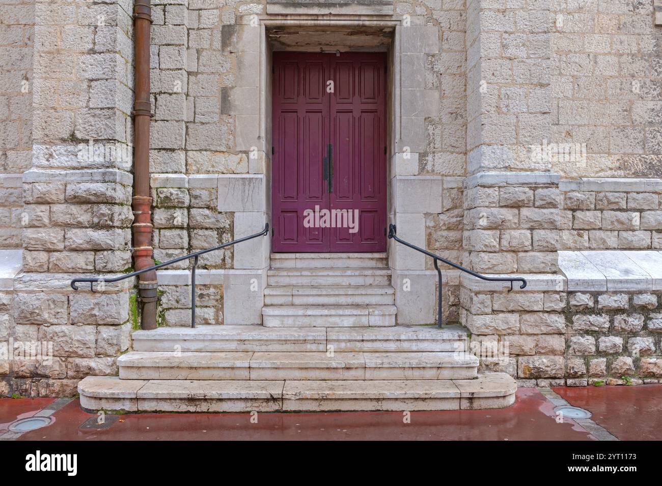 Stairway Entrance Purple Door to Church in Cannes France Stock Photo ...