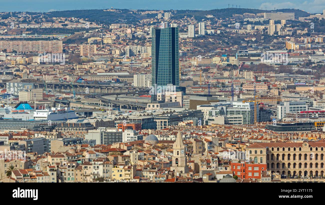 Aerial View of Skyscraper Headquarters CMA CGM Tower in Marseille ...