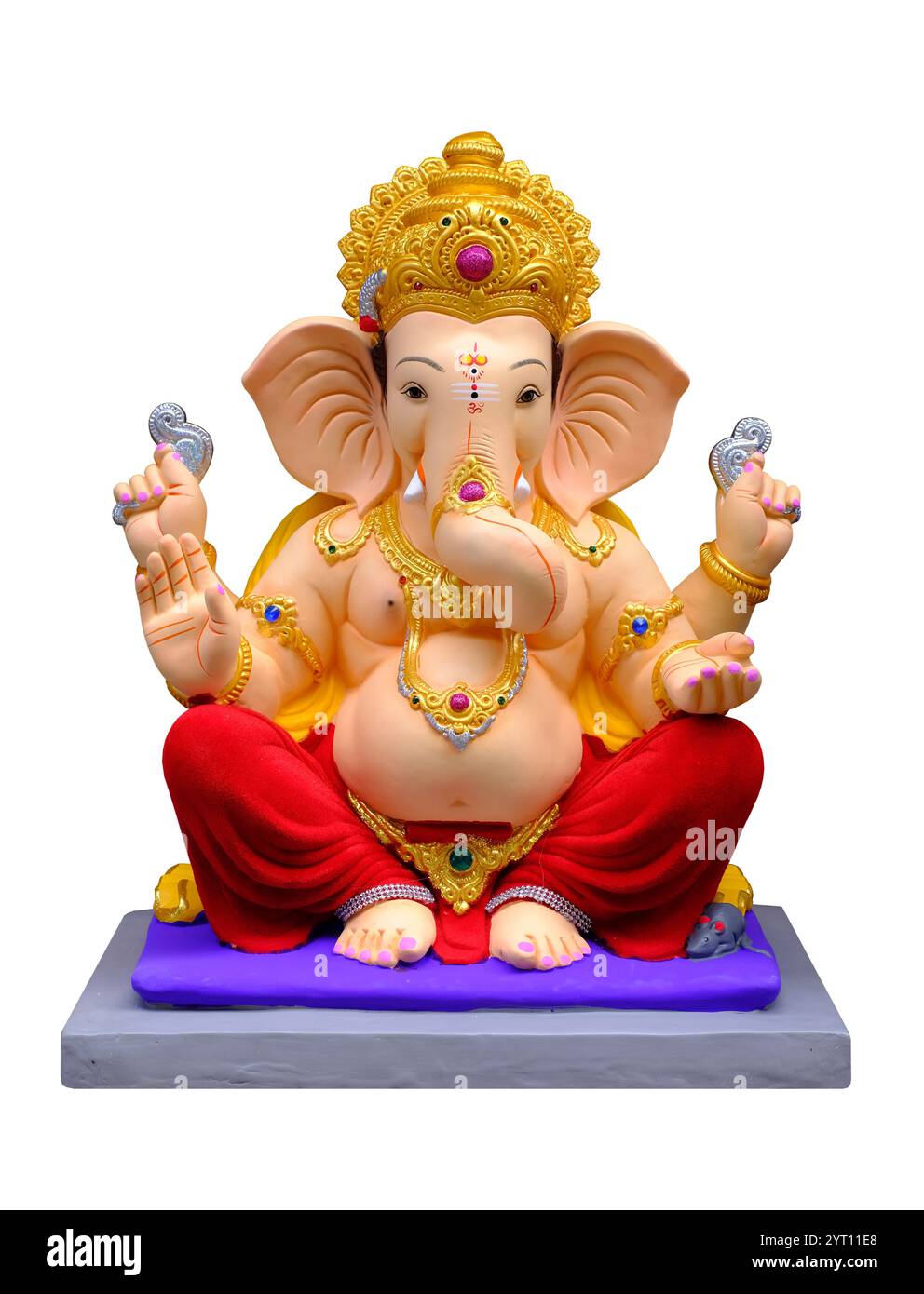 Hindu God Ganesha on white background, Ganesha Idol. Ganesh festival ...