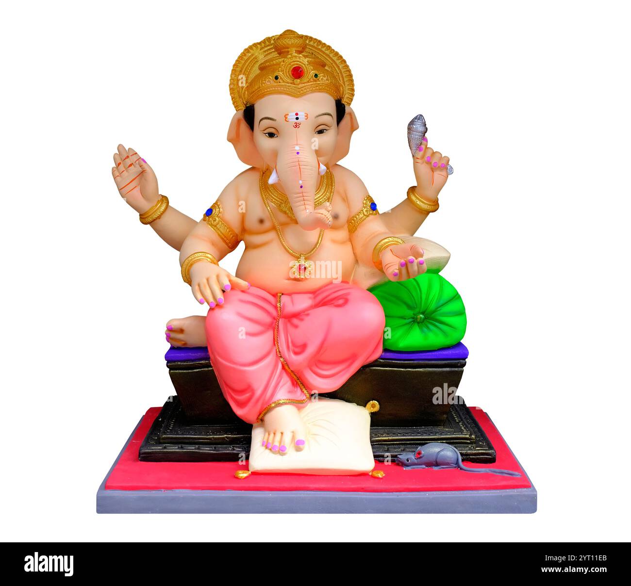 Hindu God Ganesha on white background, Ganesha Idol. Ganesh festival ...