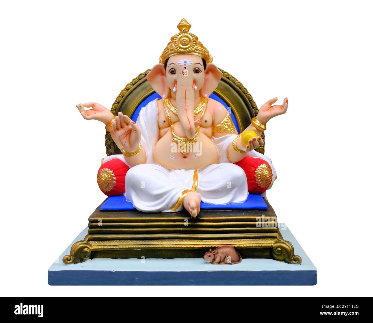 Hindu God Ganesha on white background, Ganesha Idol. Ganesh festival ...