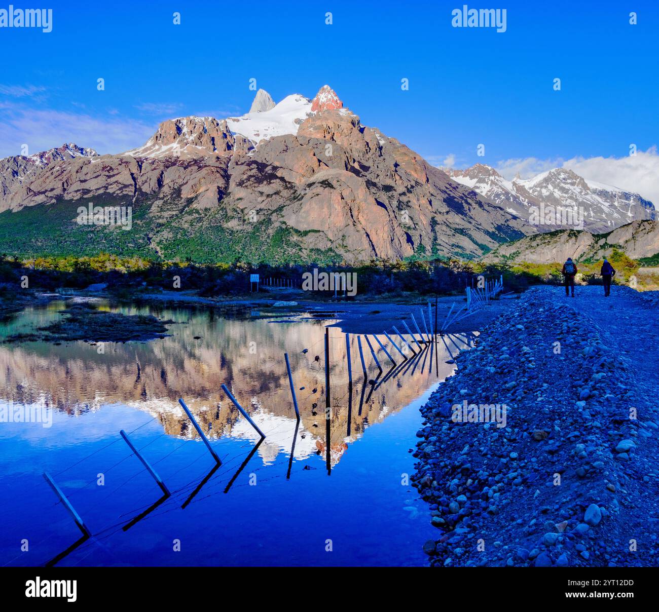 Eastern slopes of the Fitzroy range and red granite peak of Cerro ...