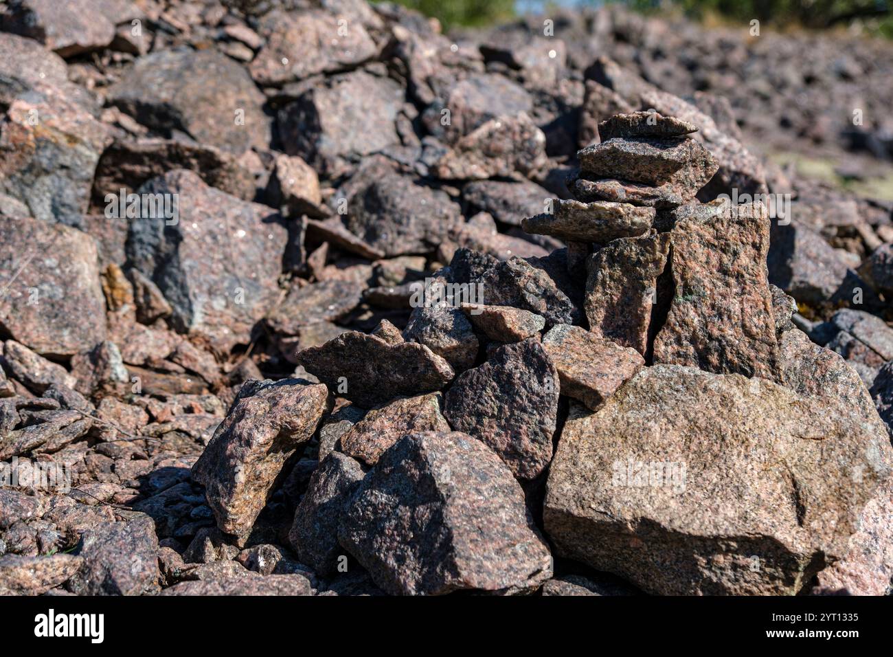 Granite blocks in the former Tjurkö Stenhuggeri quarry, now an ...