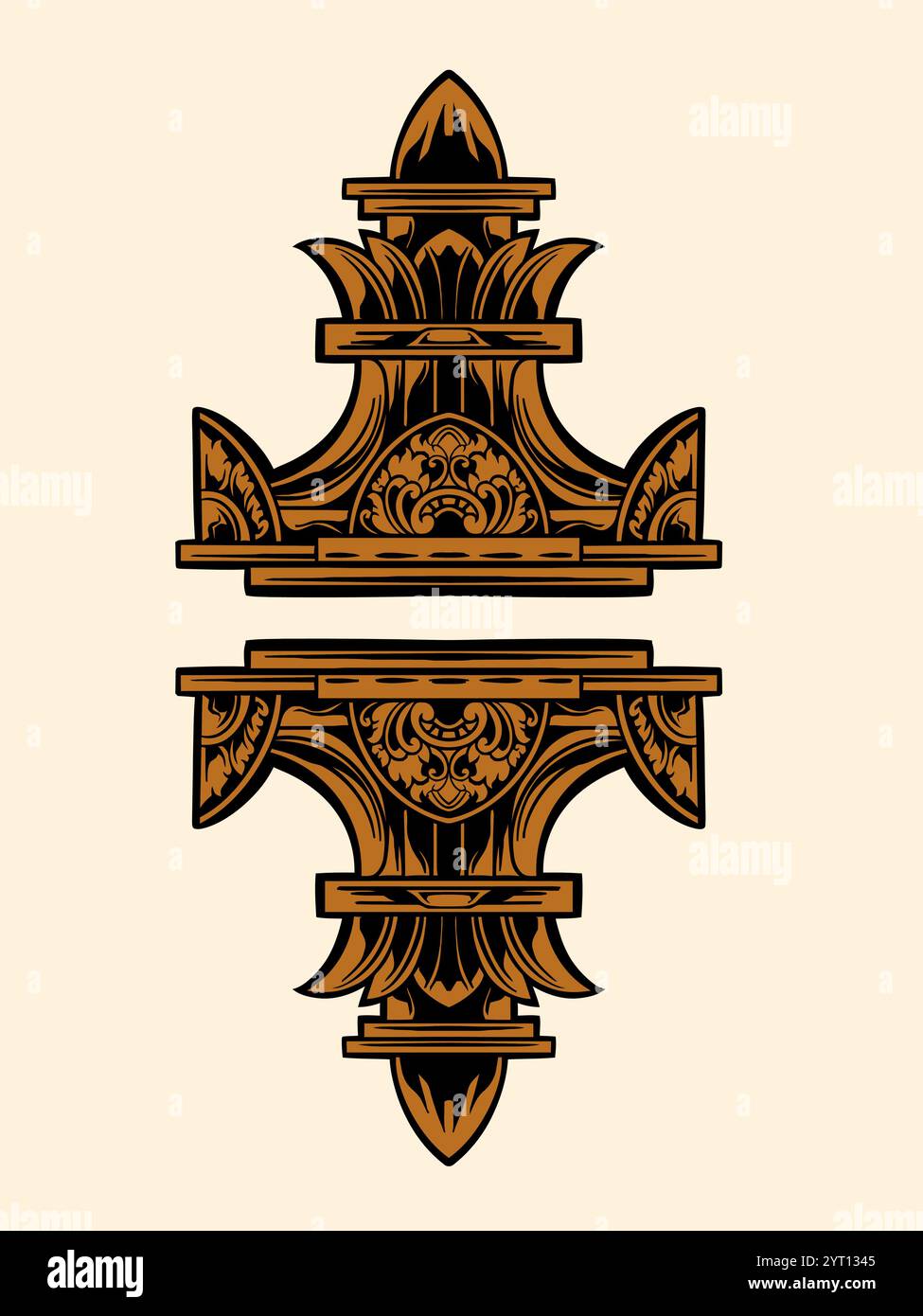 Vector engraved classic ornament design for elements, editable color ...