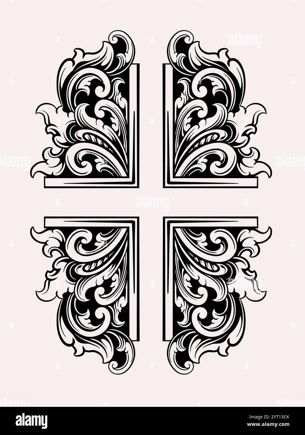 Vector engraved classic ornament design for elements, editable color ...