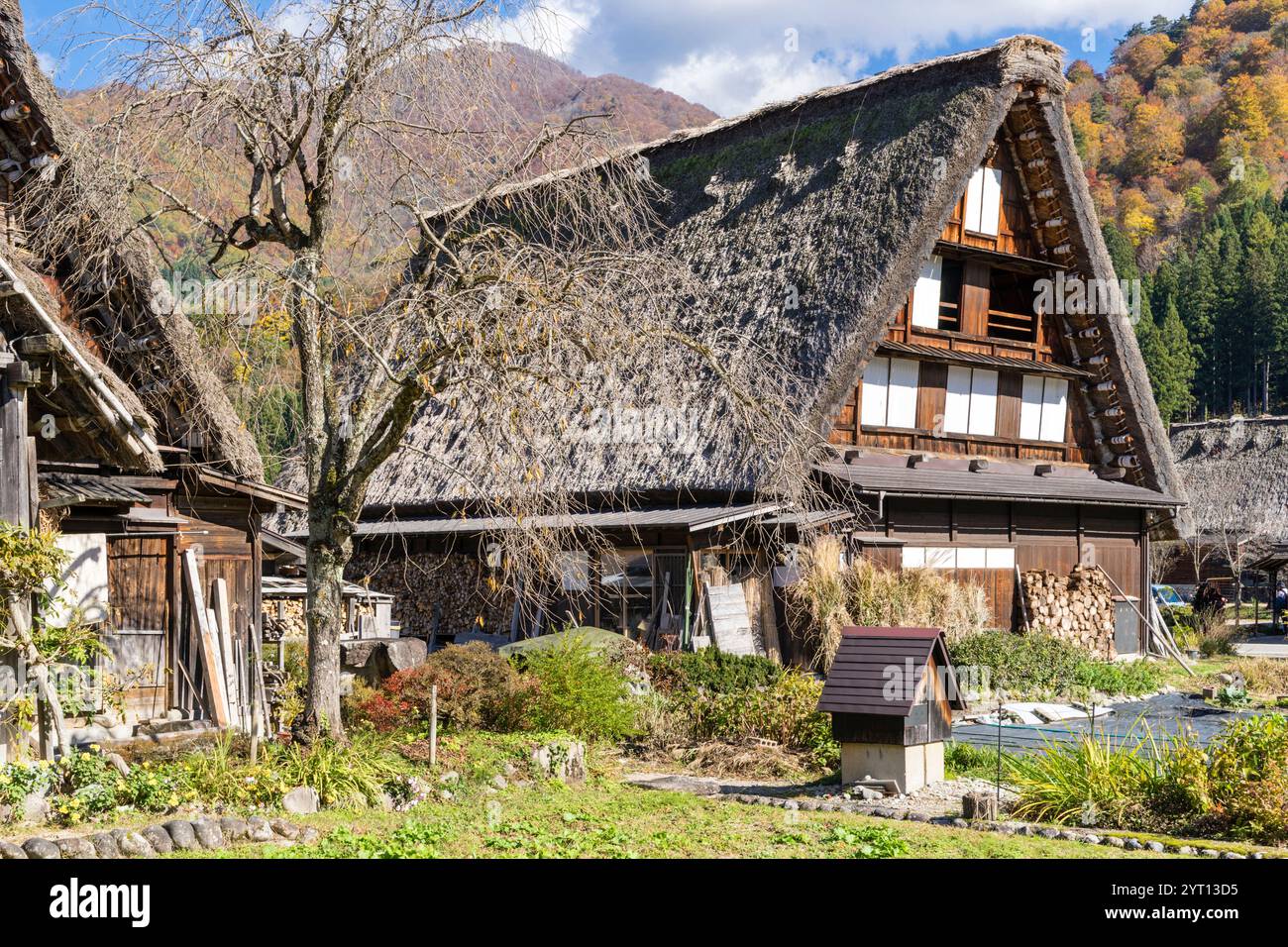 Traditional farmhouse with gassho-zukuri roof in Ogimachi (Shirakawago ...