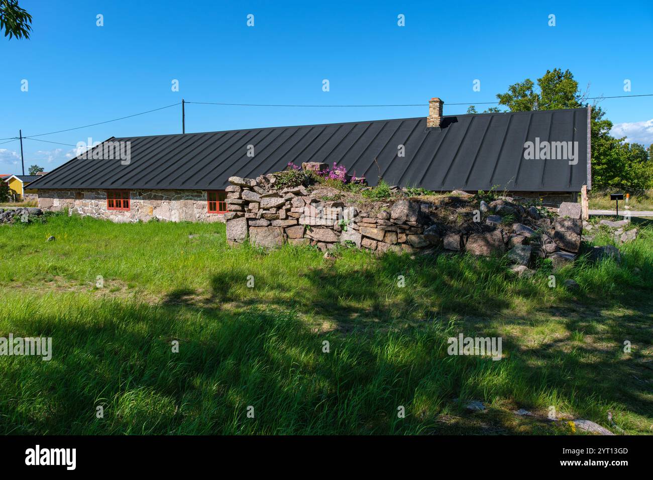 Historic working barrack at Tjurkö Stenhuggeri, a former quarry and now ...