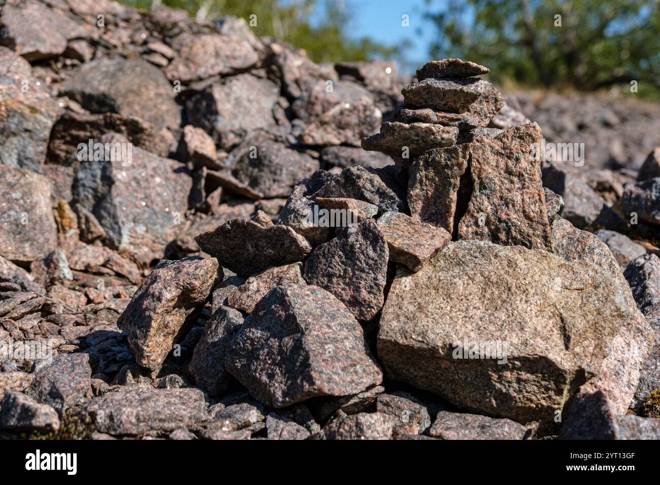 Granite blocks in the former Tjurkö Stenhuggeri quarry, now an ...