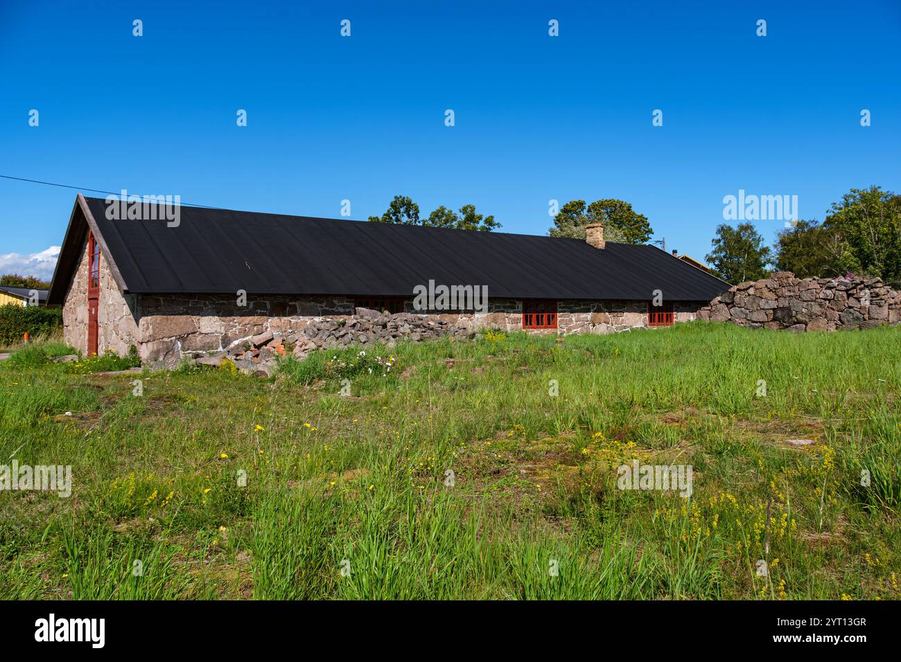 Historic working barrack at Tjurkö Stenhuggeri, a former quarry and now ...