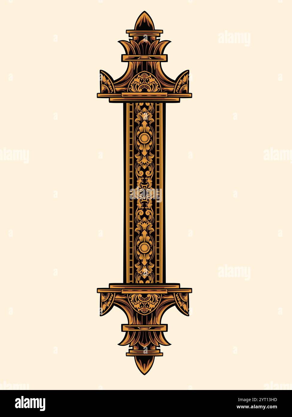 Vector engraved classic ornament design for elements, editable color ...