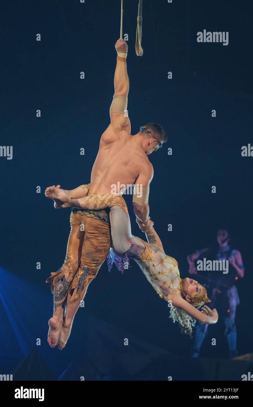 EDITORIAL USE ONLY) Artists perform during Alegría by Cirque Du Soleil ...