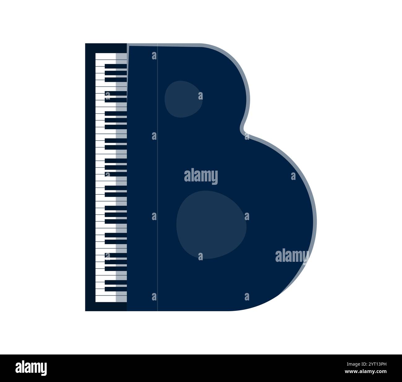 Piano musical instrument font B letter. Band acoustic equipment English ...