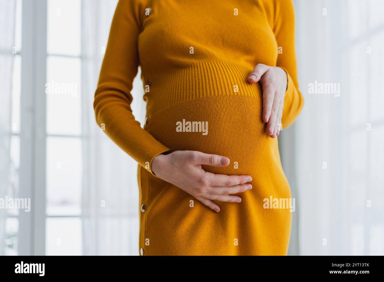 Pregnancy motherhood people expectation future. Pregnant woman hands ...