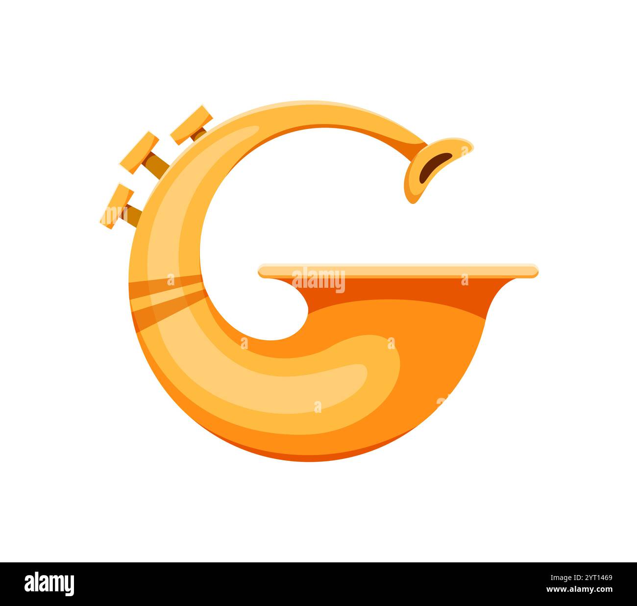 Horn musical instrument font G letter. Orchestra acoustic equipment ...