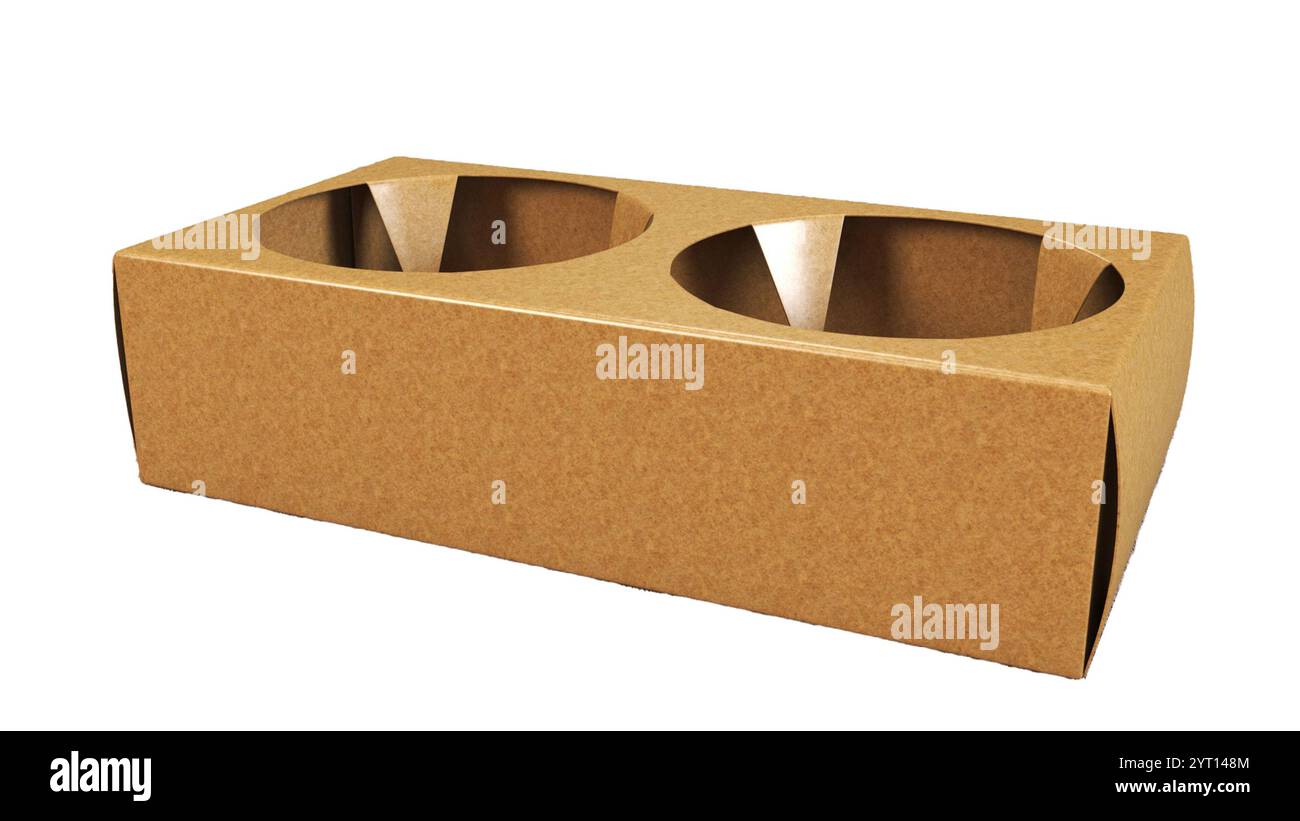 A cardboard container with two circular compartments, typically used ...