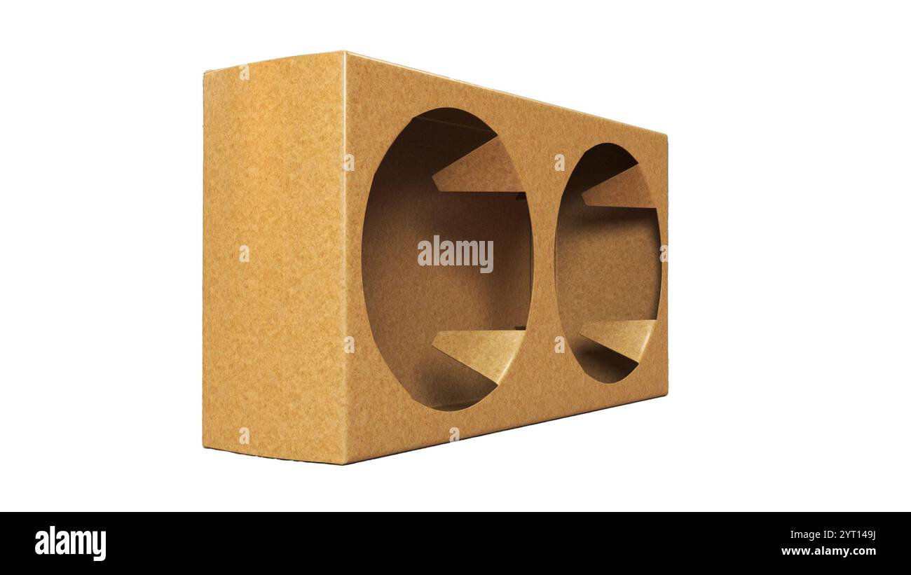 A cardboard packaging structure designed to hold two circular items ...