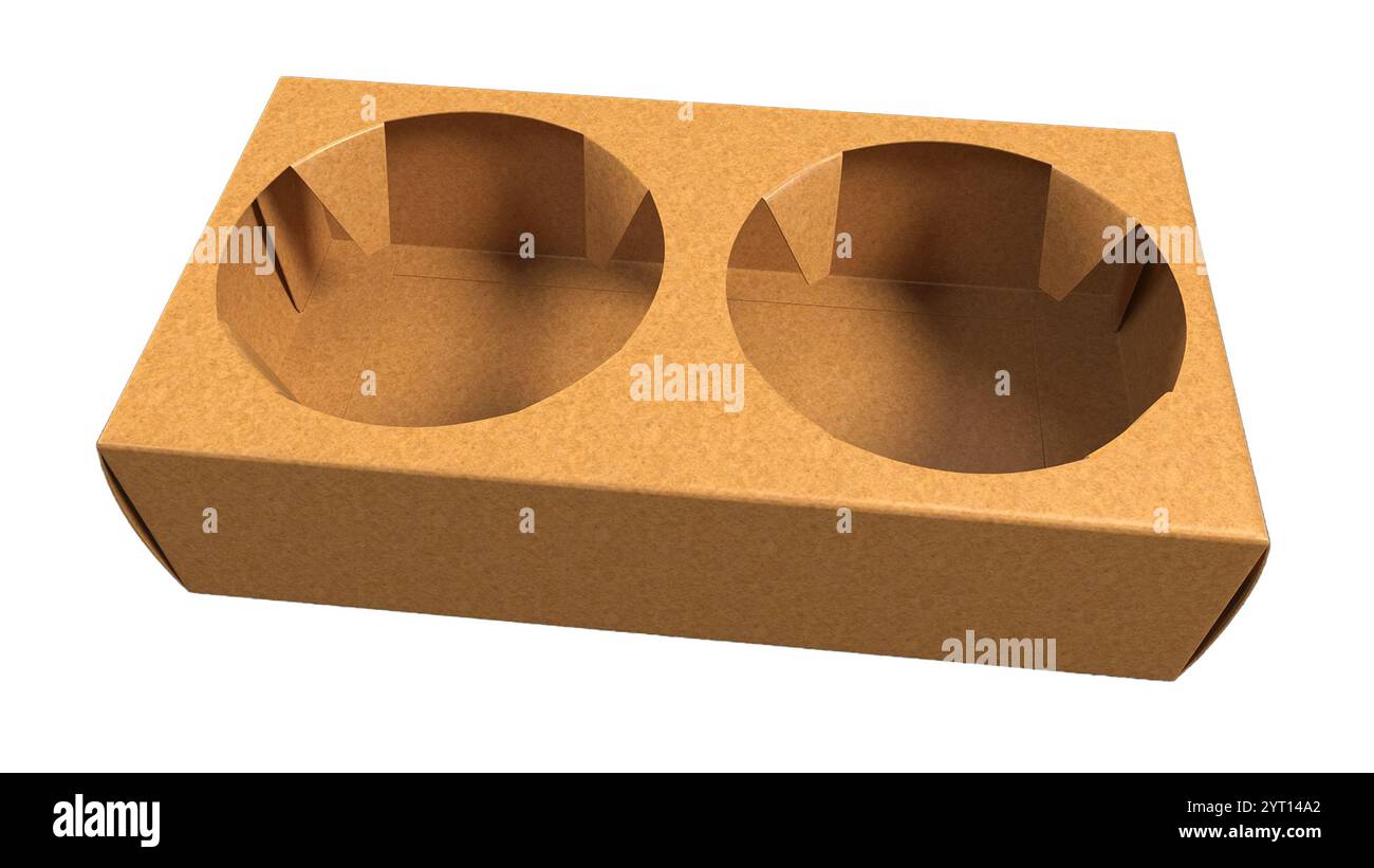 A cardboard container with two circular compartments, designed for ...