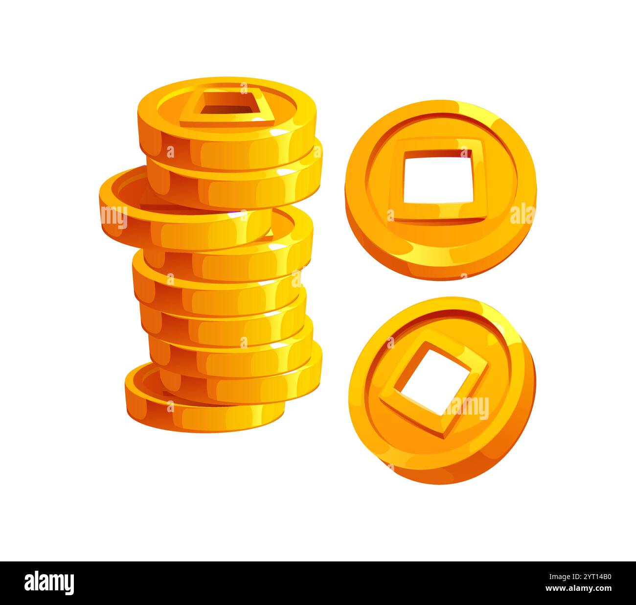 Chinese golden coins square holes hi-res stock photography and images ...