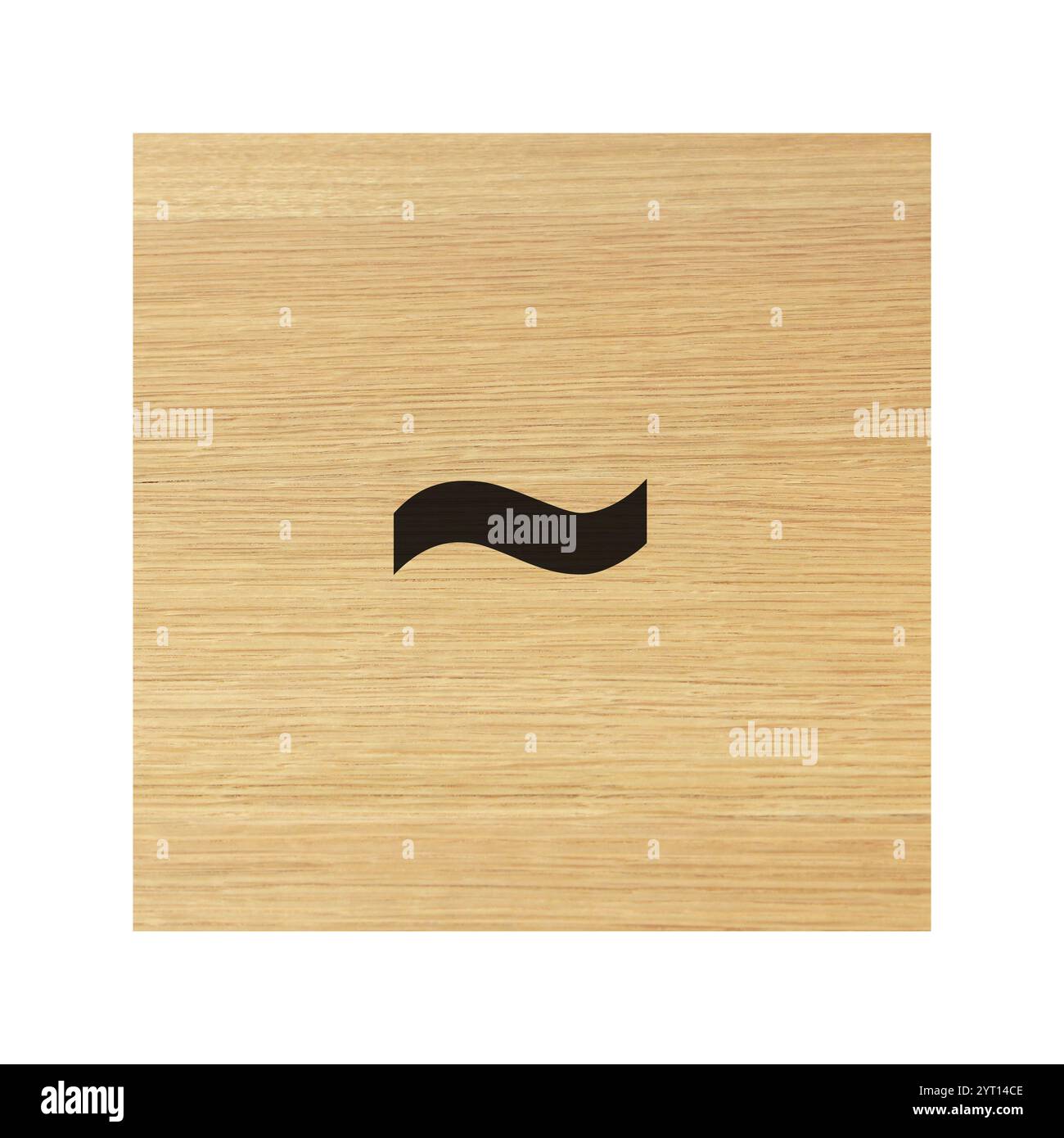 A tilde operator sign on childs wood block on white with clipping path ...