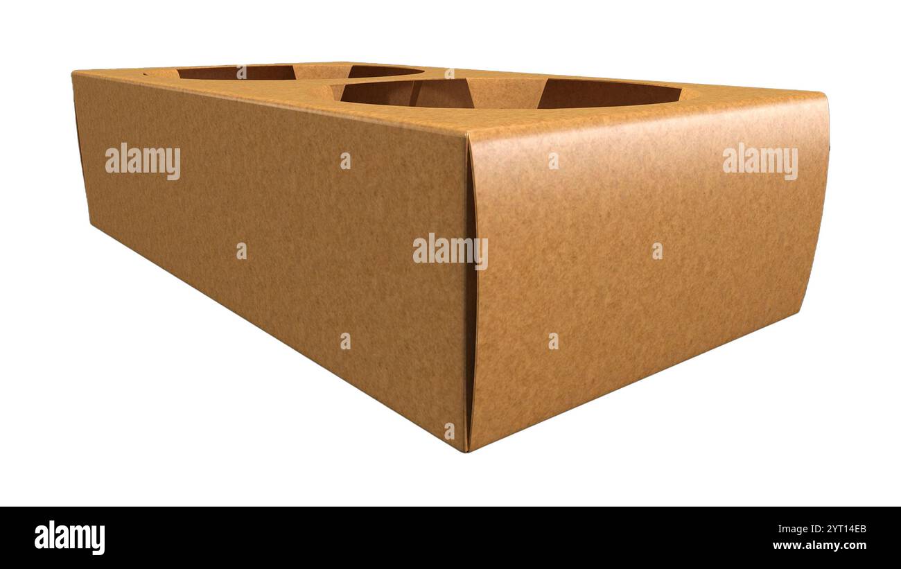 A simple cardboard box designed for storage or packaging, featuring two ...