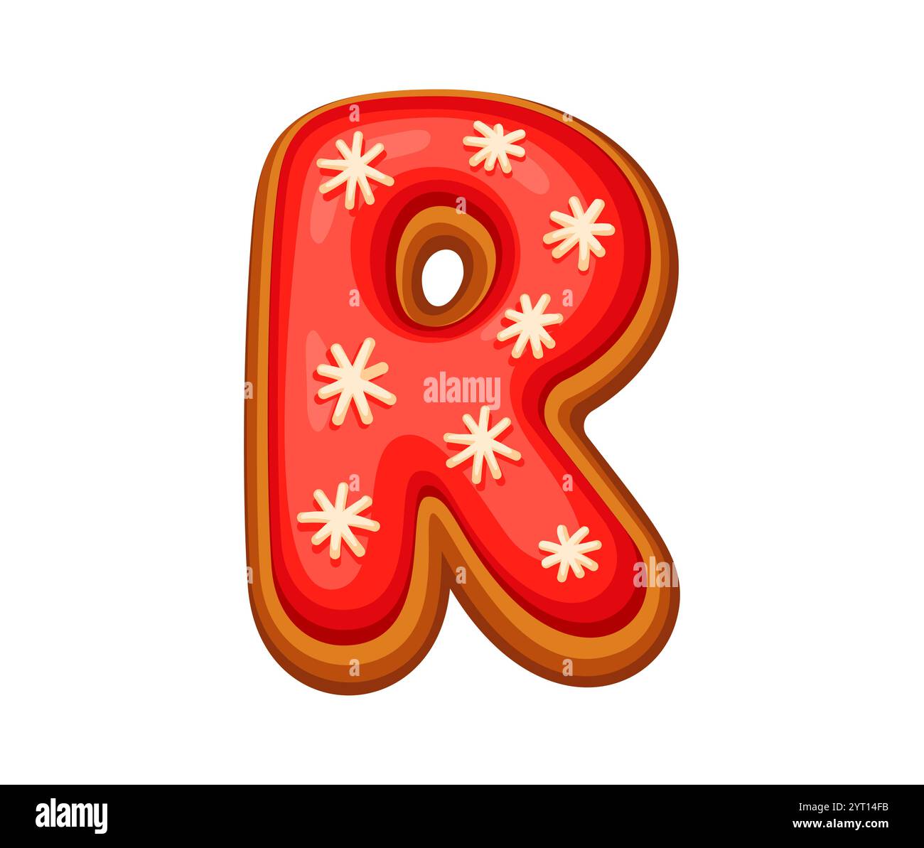 Christmas gingerbread letter R with bright red icing and star shaped ...