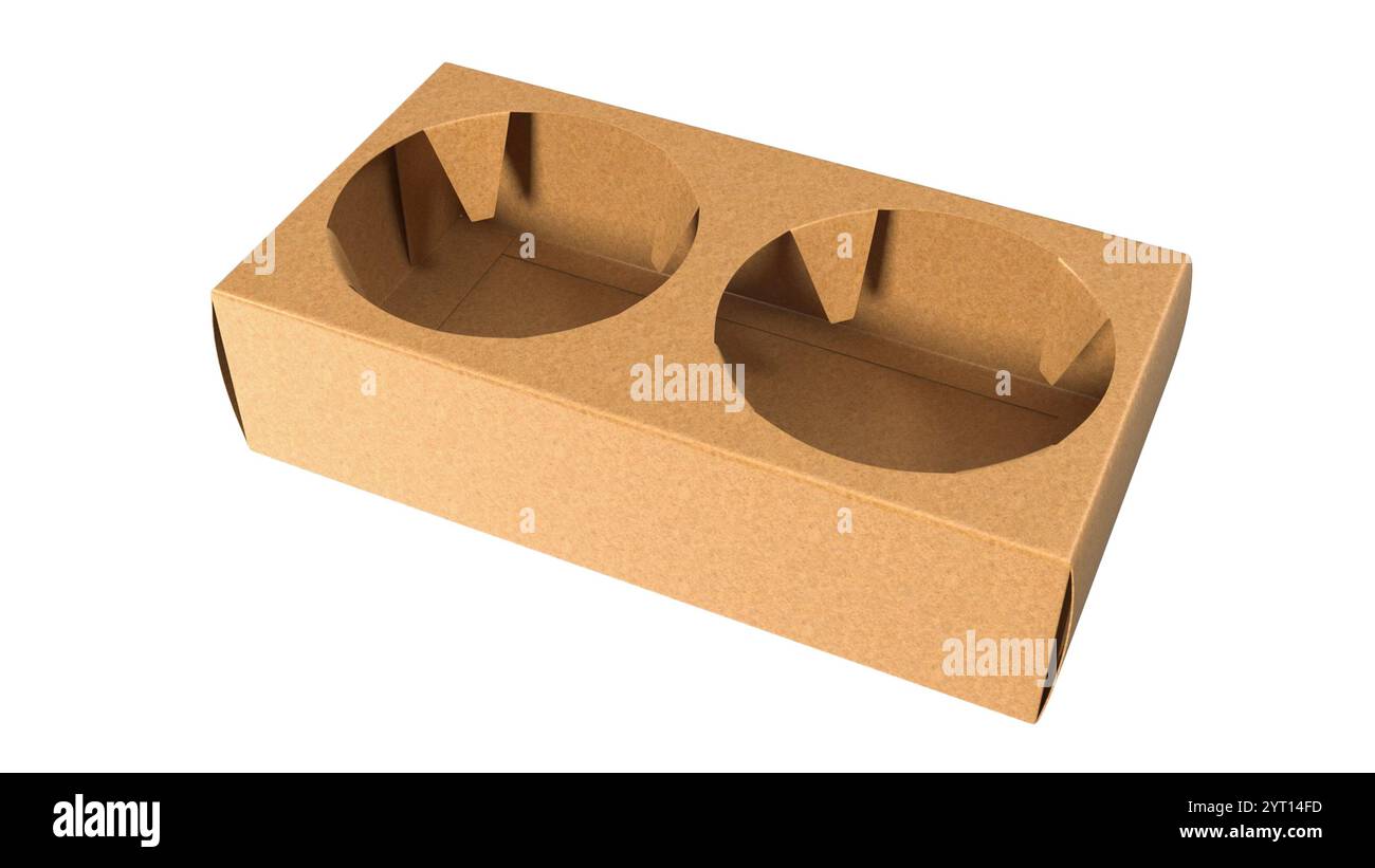 A cardboard tray designed to hold two cups securely, ideal for ...