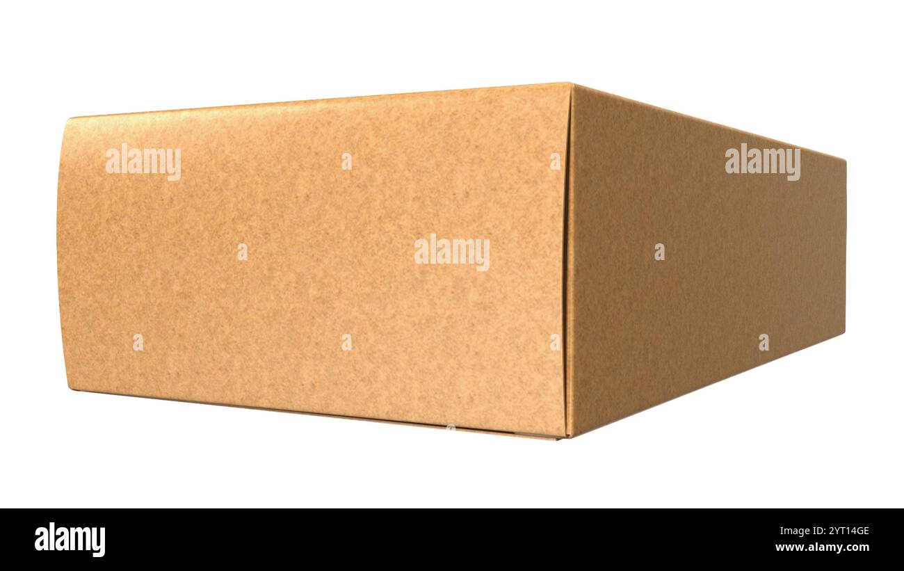 A plain cardboard box viewed from an angle, typically used for ...