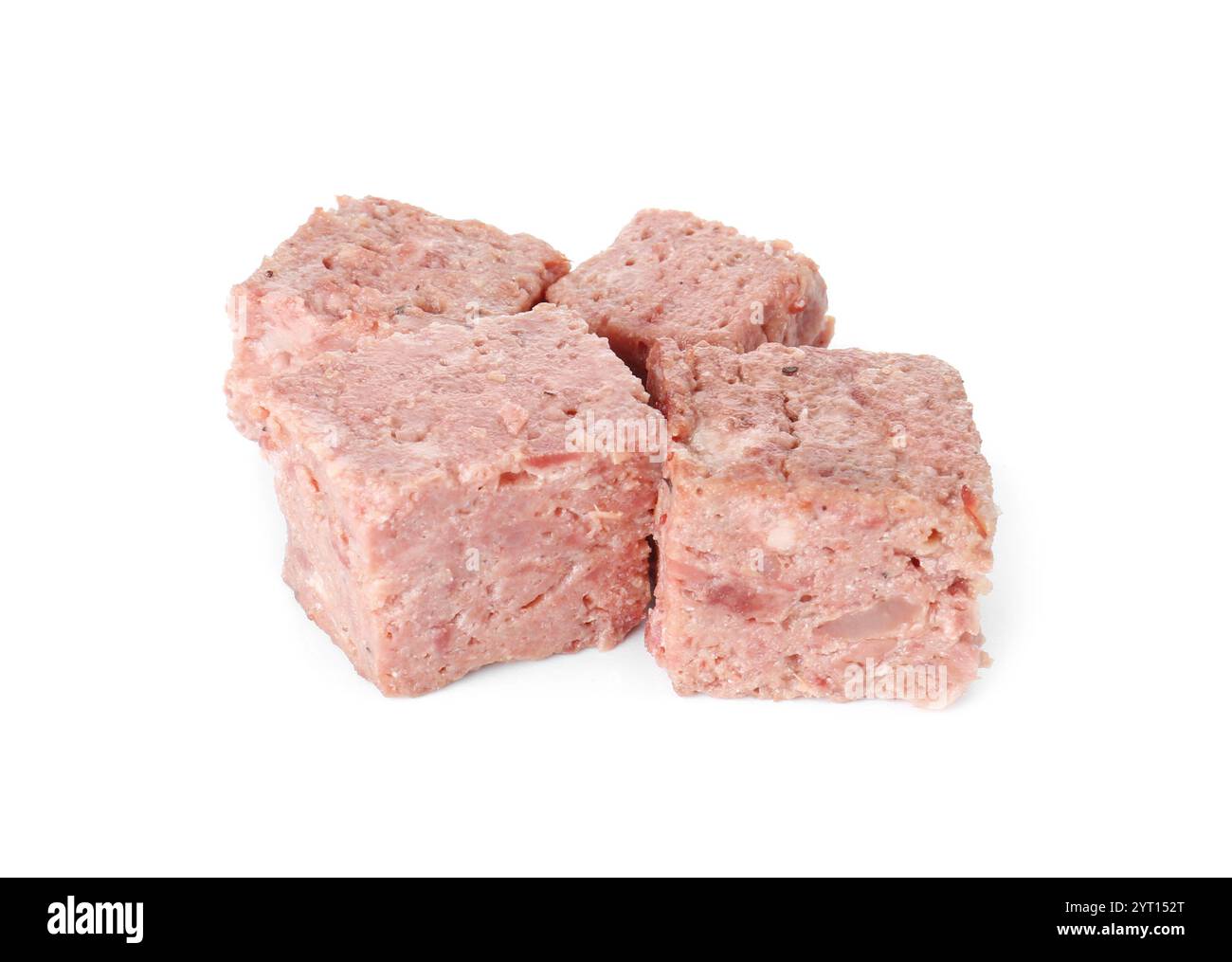 Pieces of canned meat isolated on white Stock Photo - Alamy