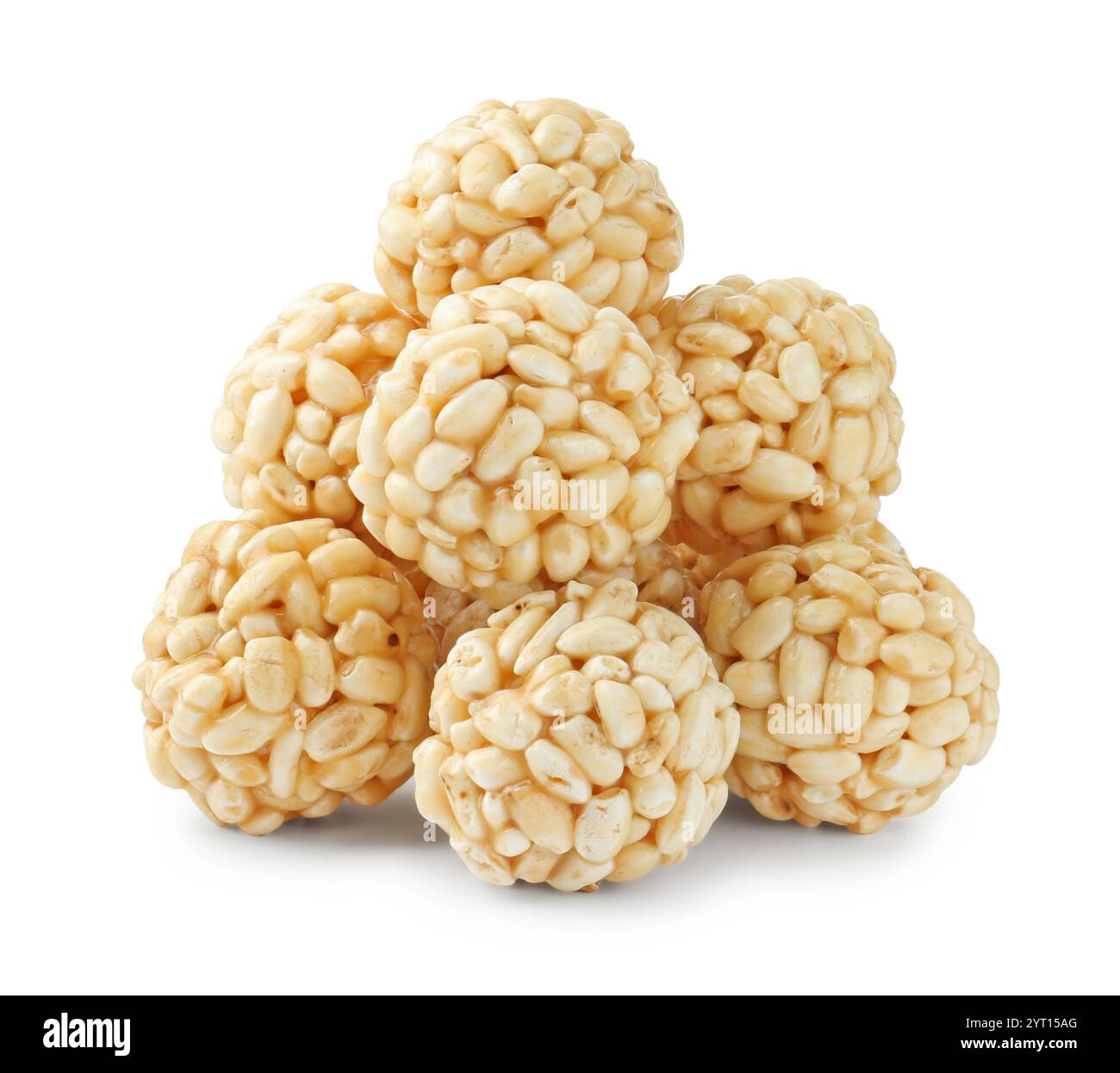 Delicious puffed rice balls isolated on white Stock Photo - Alamy