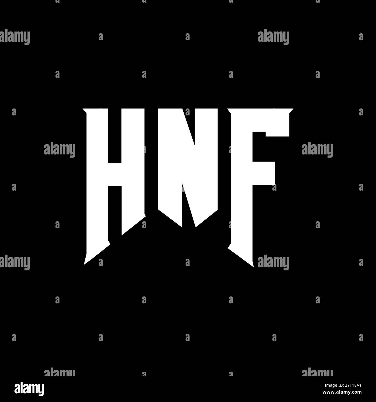 HNF letter logo design for technology company. HNF logo design black and white color combination ...