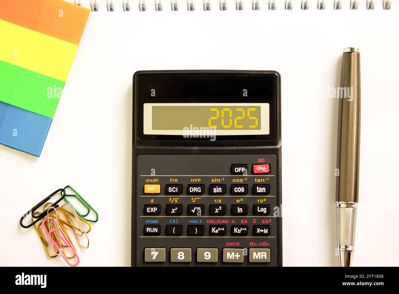 Business concept of 2025 new year symbol. Beautiful black calculator ...