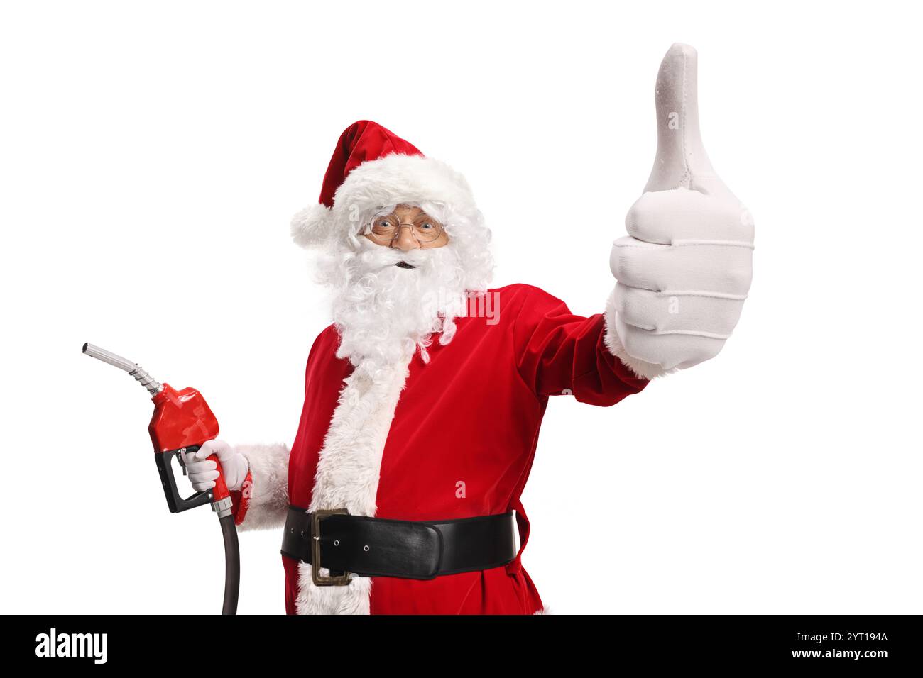 Santa Claus holding a fuel injection gun and gesturing thumbs up ...