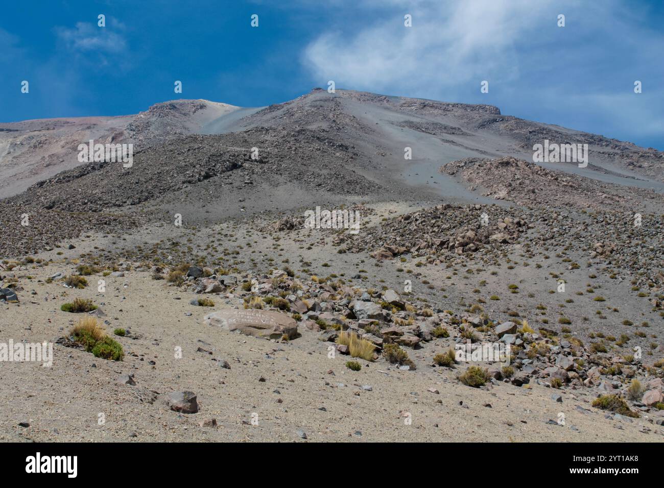 Volcano crater inside. Lava, ash, smoke and rocks inside of volcano ...
