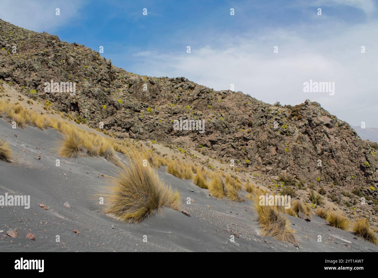 Volcano crater inside. Lava, ash, smoke and rocks inside of volcano ...