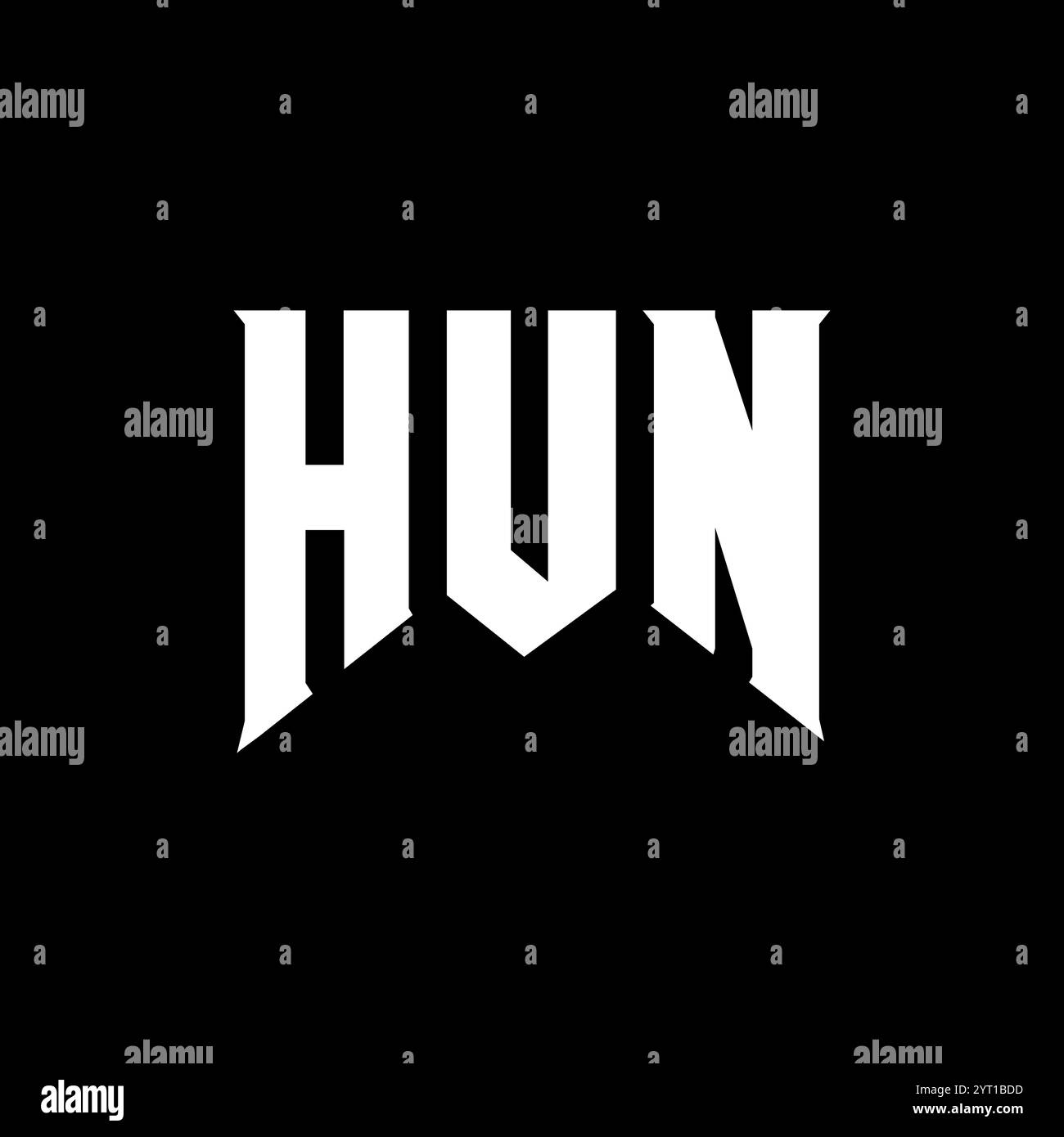 HUN letter logo design for technology company. HUN logo design black ...