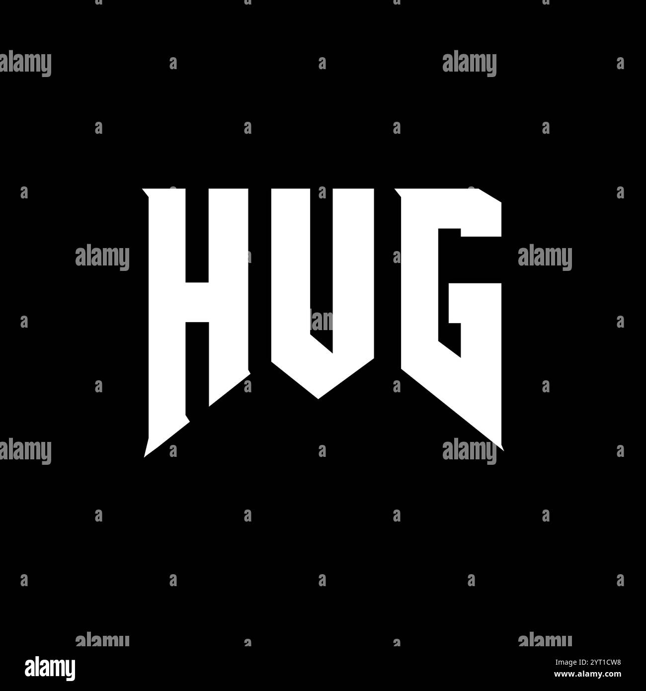 HUG letter logo design for technology company. HUG logo design black and white color combination ...