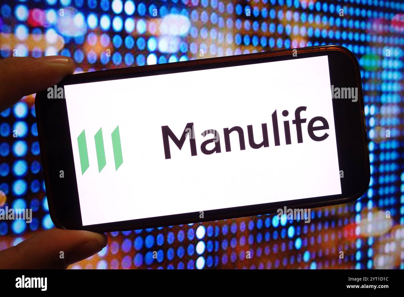 In this photo illustration, the Manulife Financial company logo is seen ...