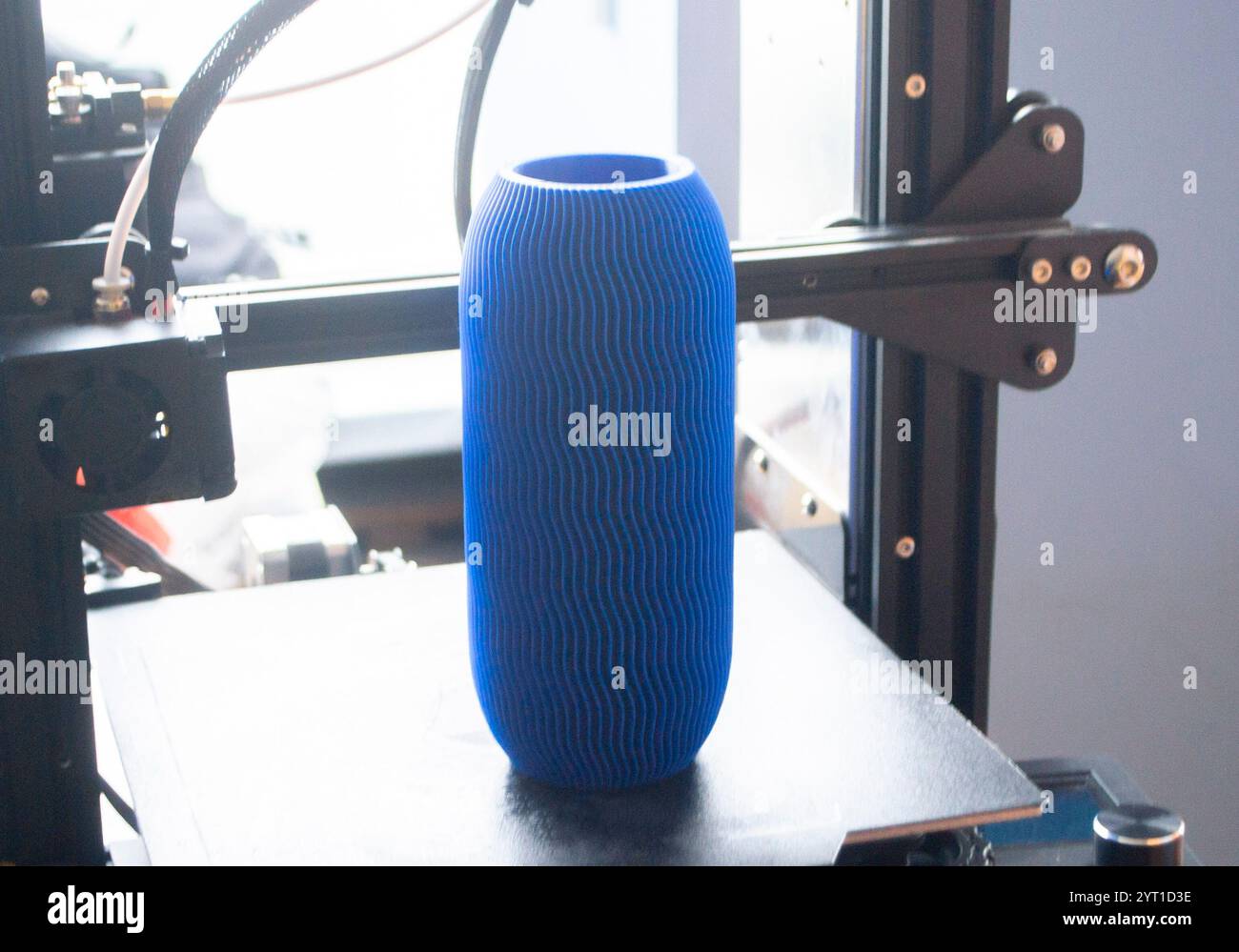 Art object blue vase printed on 3D printer. Abstract model vase created ...