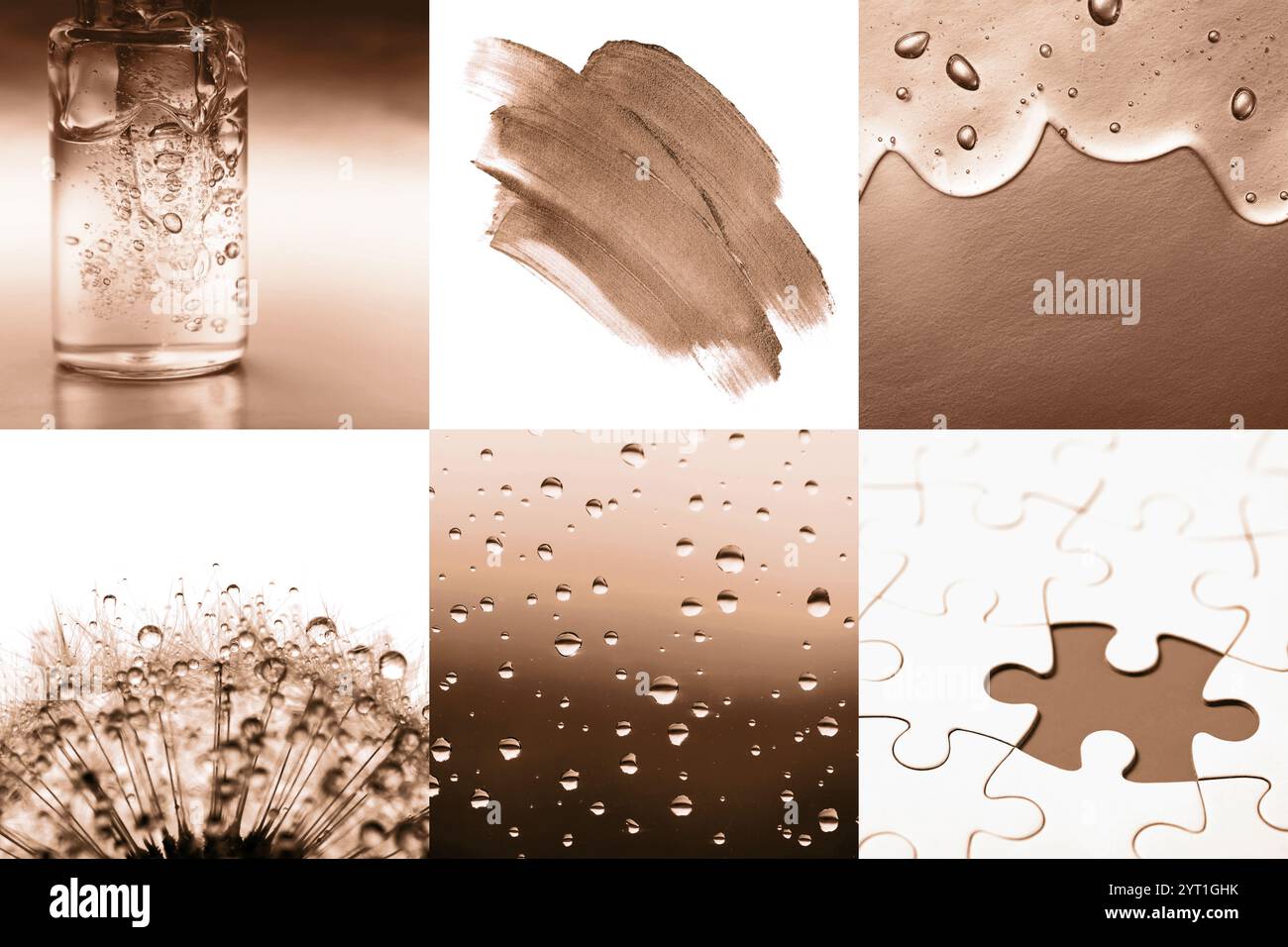 Abstract composition featuring liquid, texture, and puzzle pieces in ...