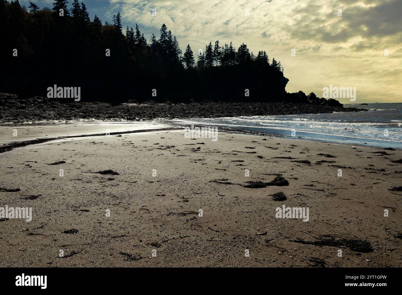 Beach at end of day in Saint John Bay, New Brunswick, Canada Stock ...