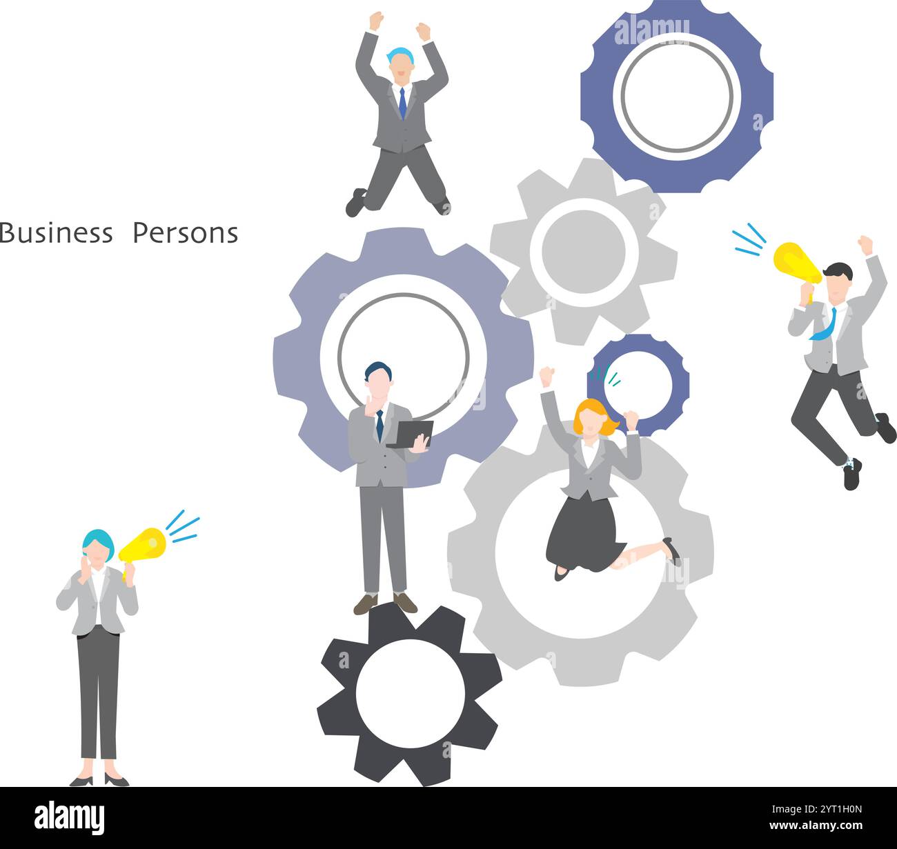 Business team runs on gears-vector illustrations Stock Vector Image ...