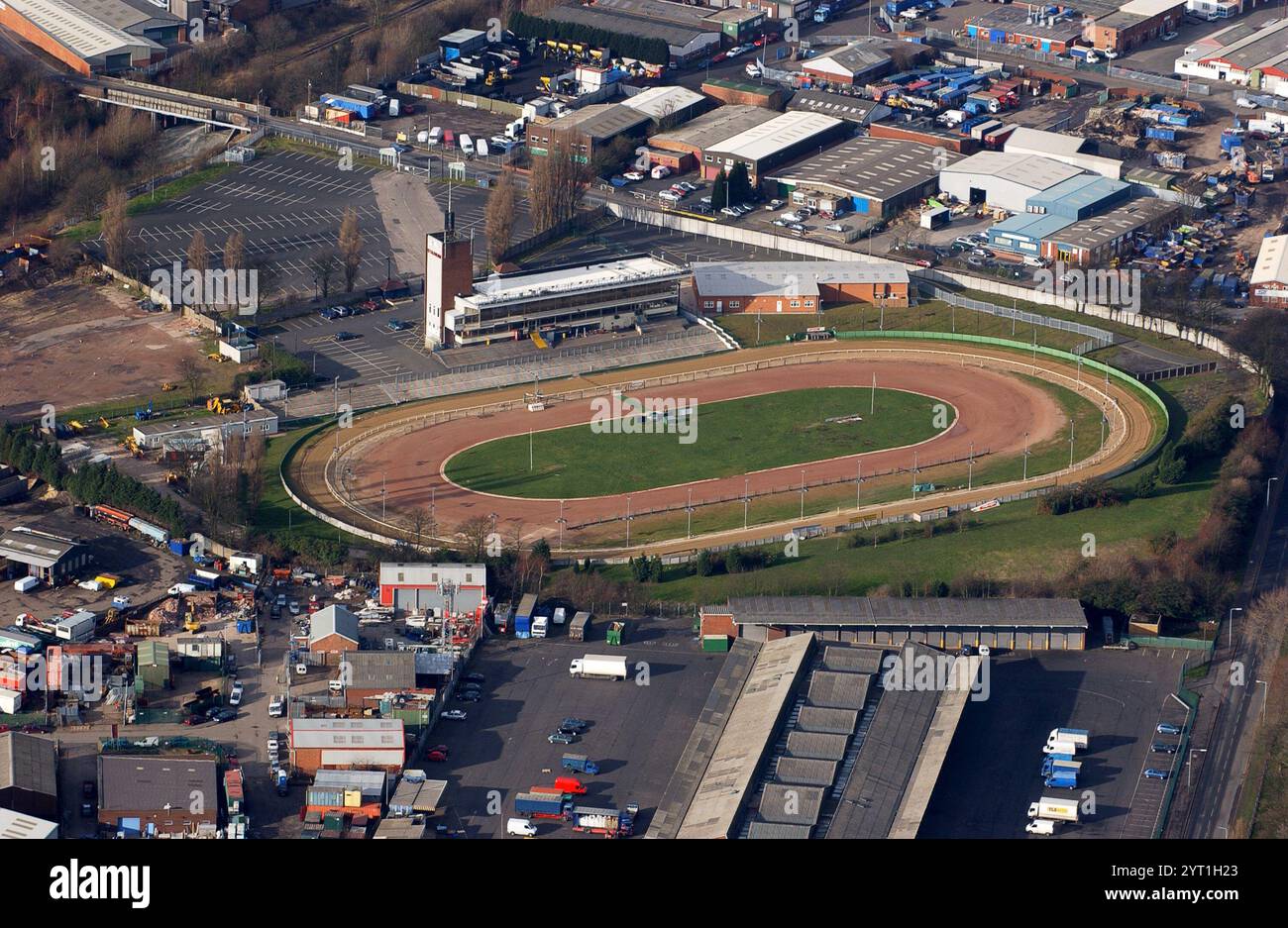 Aerial view of Monmore Green Dog Track and Speedway Stadium in ...