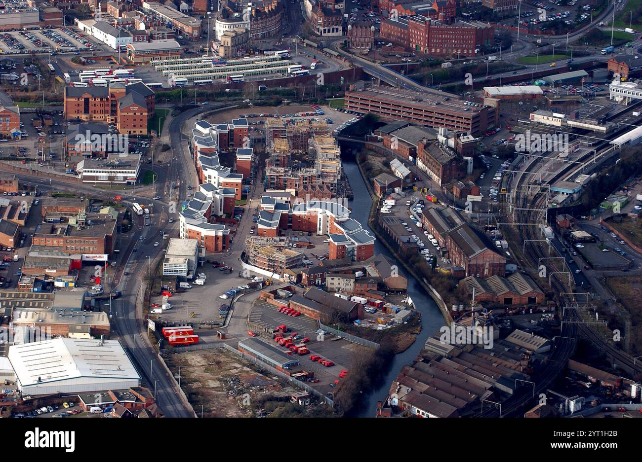 Aerial view of City of Wolverhampton modern apartments under ...